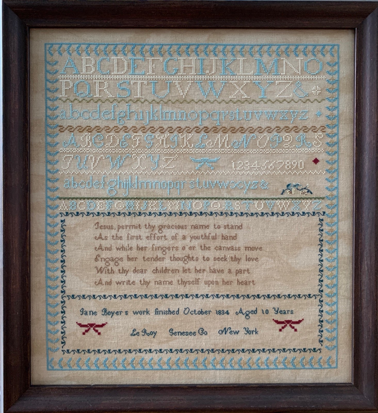 Jane Boyer 1834 Digital Sampler Cross Stitch Chart | JELL-O STORE